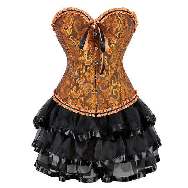 Steampunk Gothic Corset Skirt Burlesque Dress Costume Set – TOPBWH