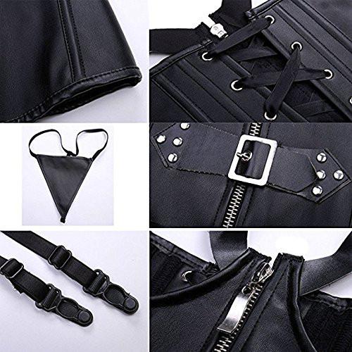 Wholesale Faux Leather Sexy Suspender Buckle Zip Cupless Corset|TOPBWH.com