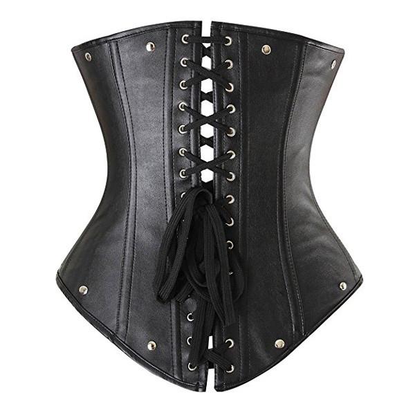 Wholesale Leather Steel Boned Buckle Cupless Underbust Rivet Corset ...